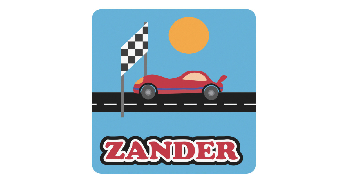Custom Race Car Square Decal (Personalized) | YouCustomizeIt