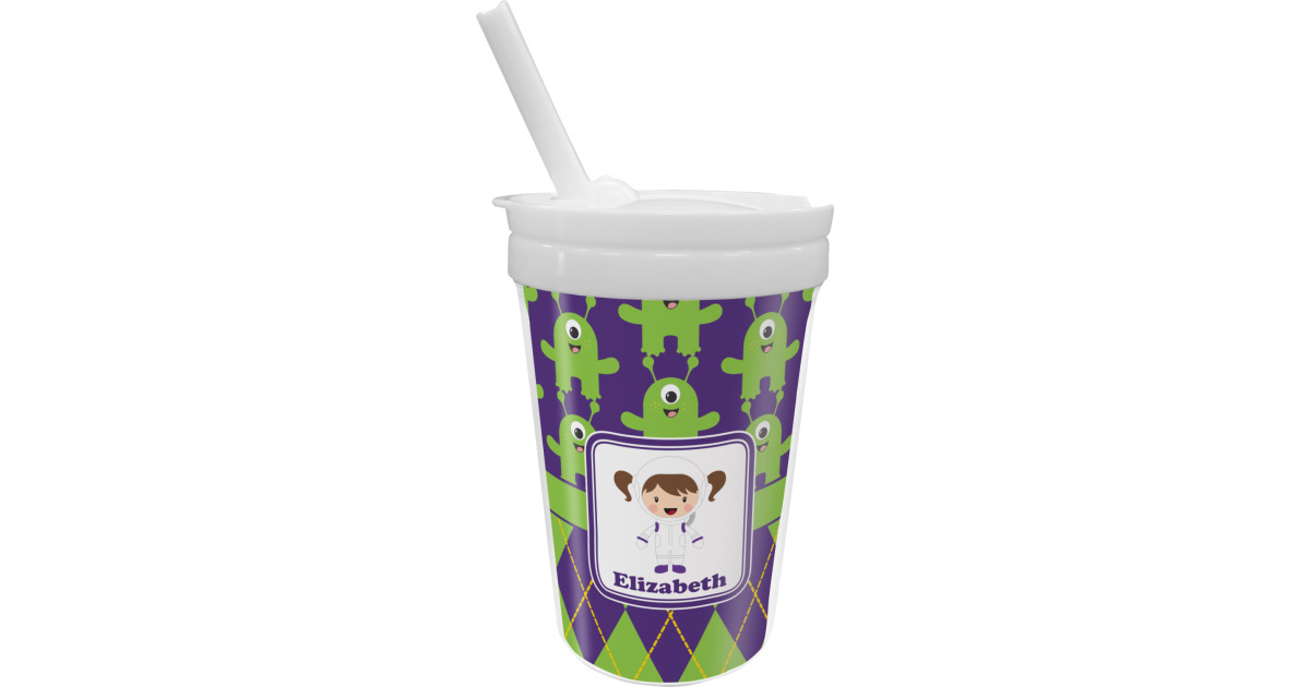 Custom Astronaut, Aliens & Argyle Sippy Cup with Straw (Personalized ...