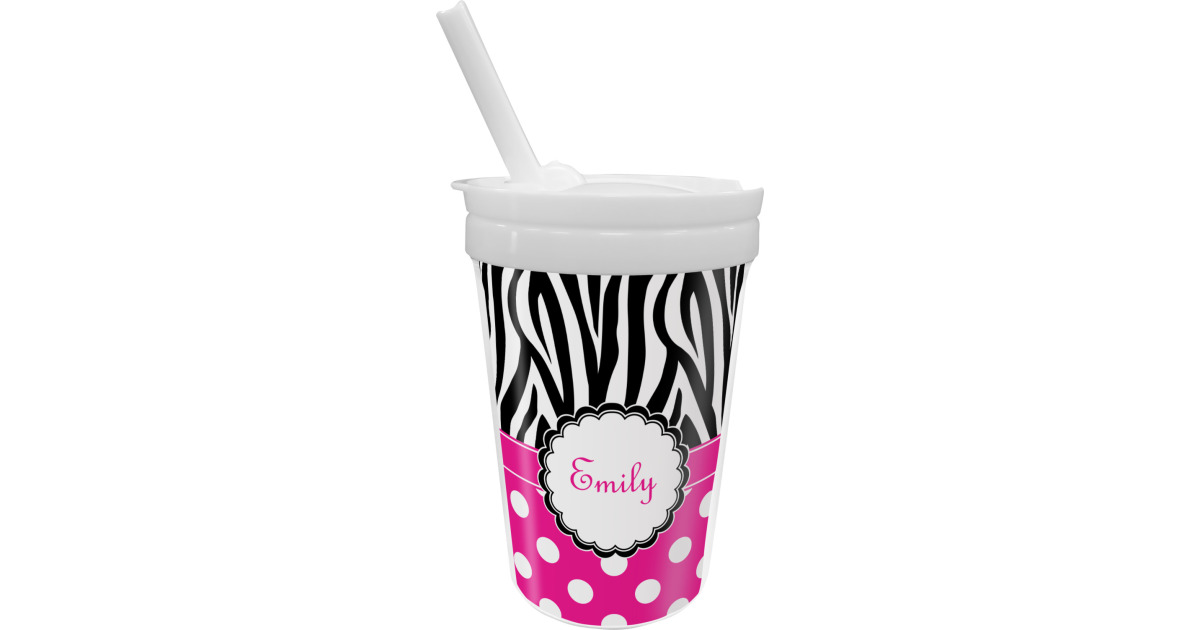 Custom Zebra Print & Polka Dots Sippy Cup with Straw (Personalized ...