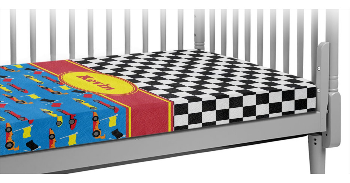 Custom Racing Car Crib Fitted Sheet (Personalized) | YouCustomizeIt