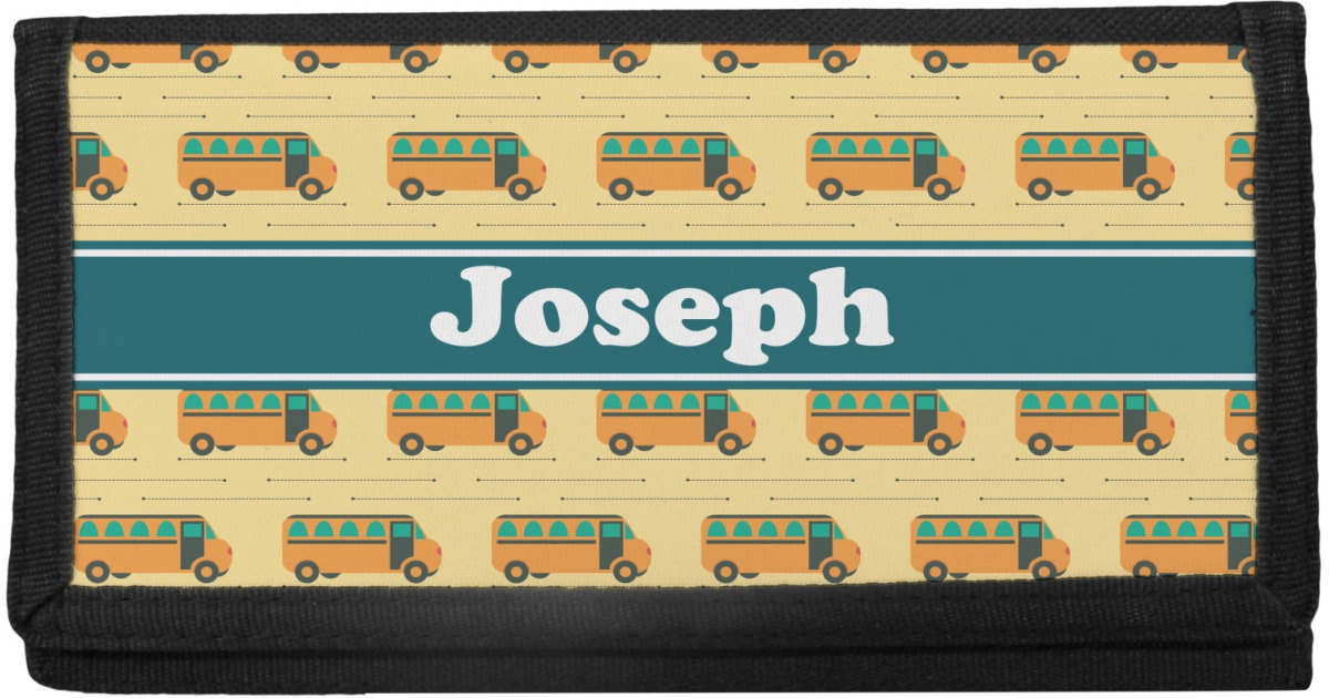 Custom School Bus Canvas Checkbook Cover (Personalized) | YouCustomizeIt