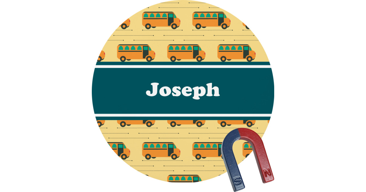 Custom School Bus Round Fridge Magnet (Personalized) | YouCustomizeIt