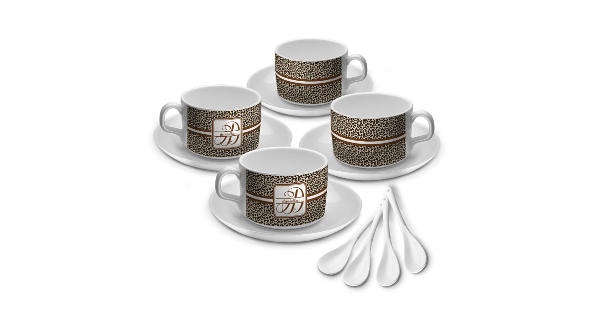 Custom Leopard Print Tea Cup - Set of 4 (Personalized) | YouCustomizeIt