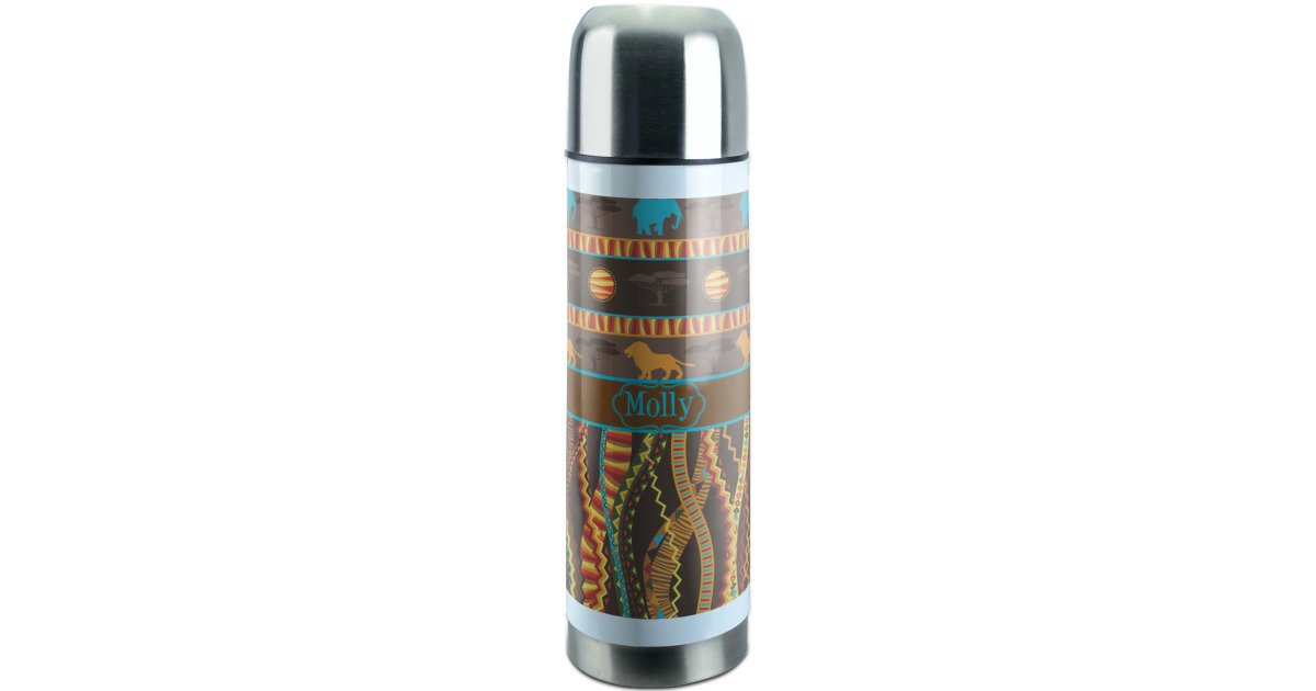 Custom African Lions & Elephants Stainless Steel Thermos (Personalized ...
