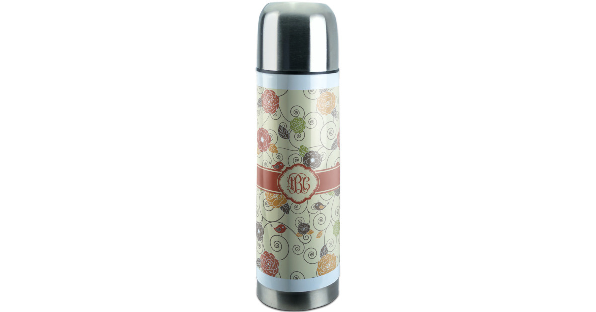 Custom Fall Flowers Stainless Steel Thermos (Personalized) | YouCustomizeIt