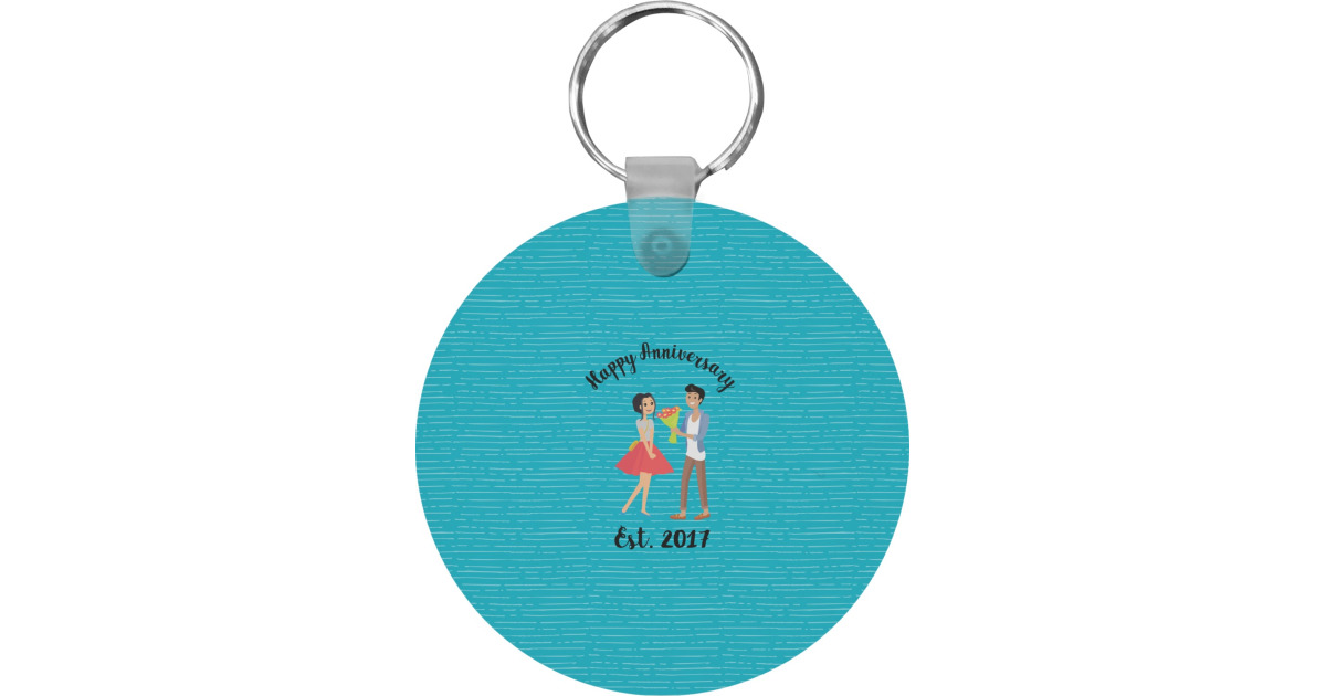 Custom Happy Anniversary Round Plastic Keychain (Personalized ...