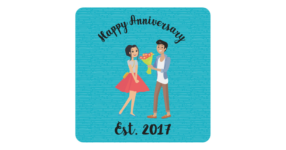 Custom Happy Anniversary Square Decal - Small (Personalized ...