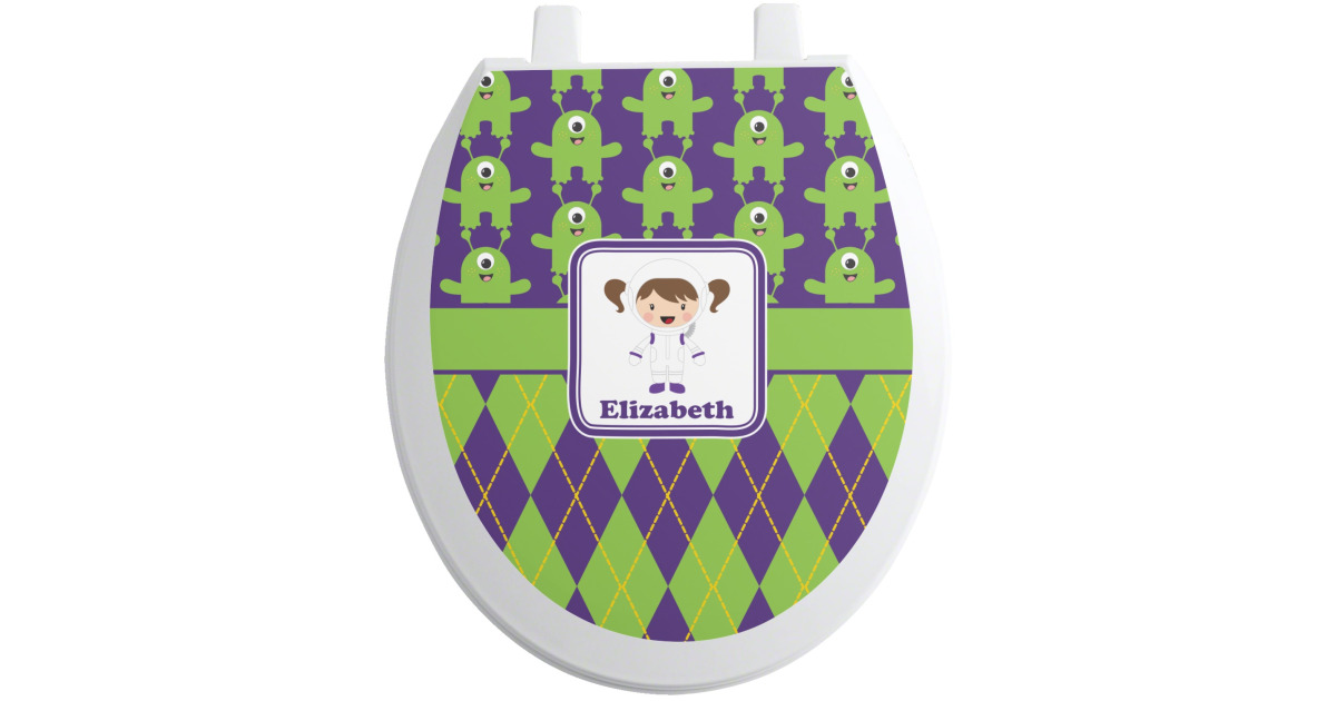 Custom Astronaut, Aliens & Argyle Toilet Seat Decal (Personalized ...