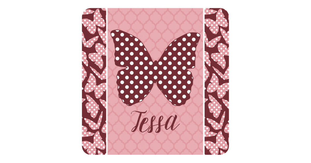 Custom Polka Dot Butterfly Square Decal - Small (Personalized ...