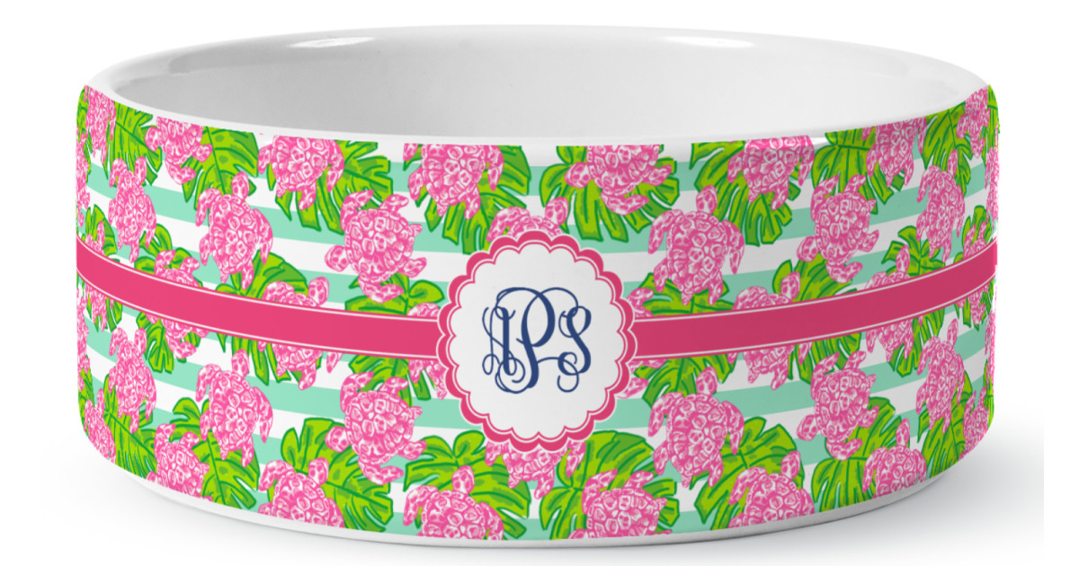 Custom Preppy Ceramic Dog Bowl - Medium (Personalized) | YouCustomizeIt
