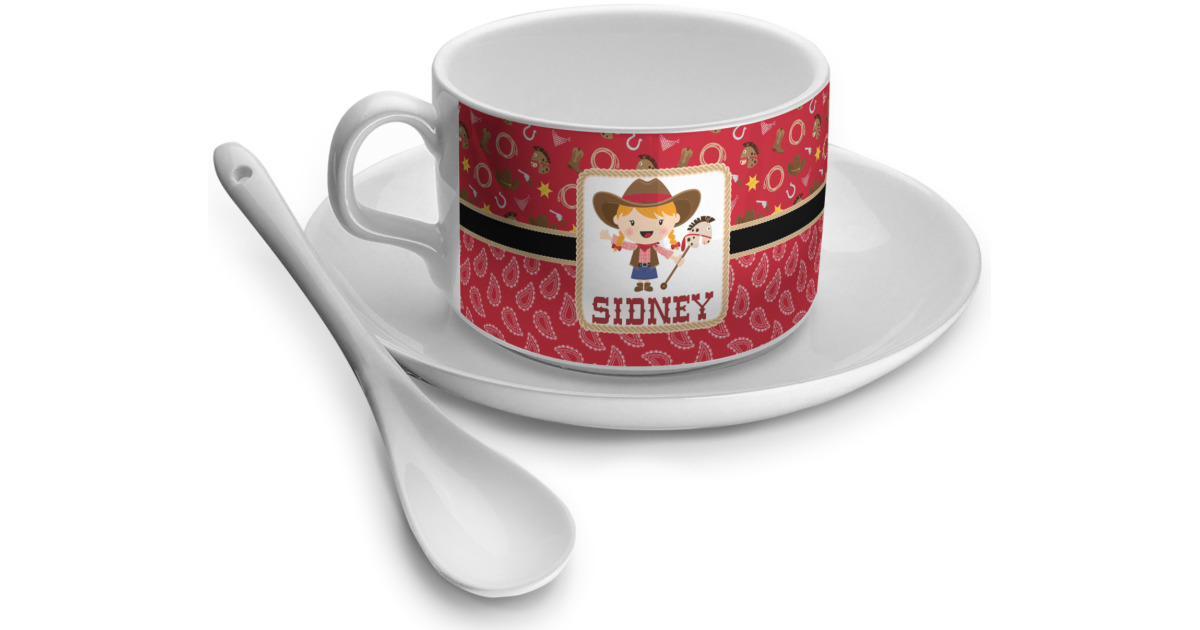 Custom Red Western Tea Cup - Single (Personalized) | YouCustomizeIt