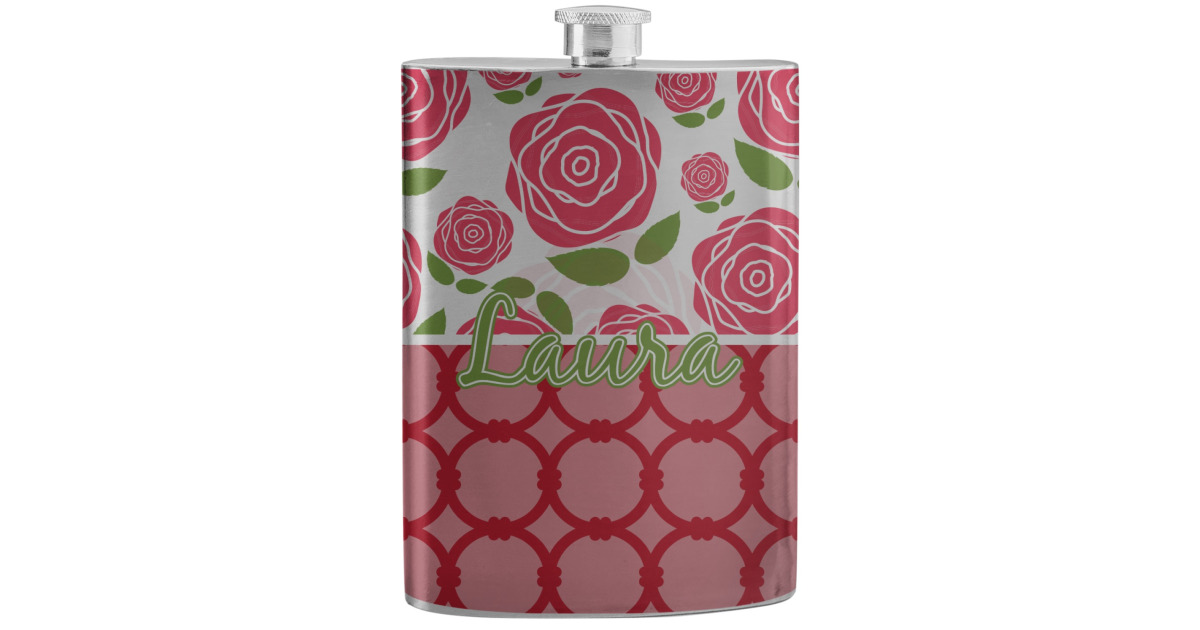 Custom Roses Stainless Steel Flask (Personalized) | YouCustomizeIt
