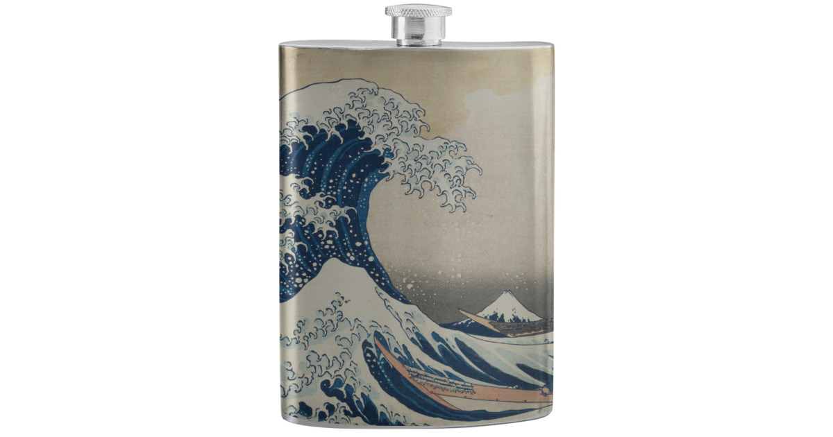 Custom Great Wave off Kanagawa Stainless Steel Flask | YouCustomizeIt