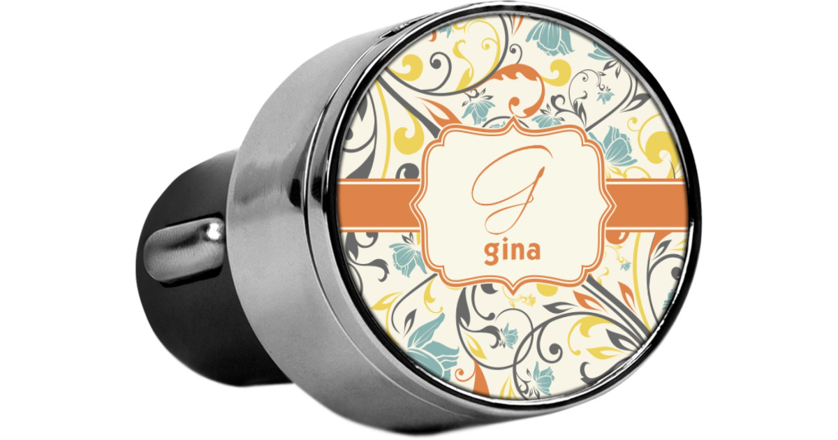 Custom Swirly Floral USB Car Charger (Personalized) | YouCustomizeIt