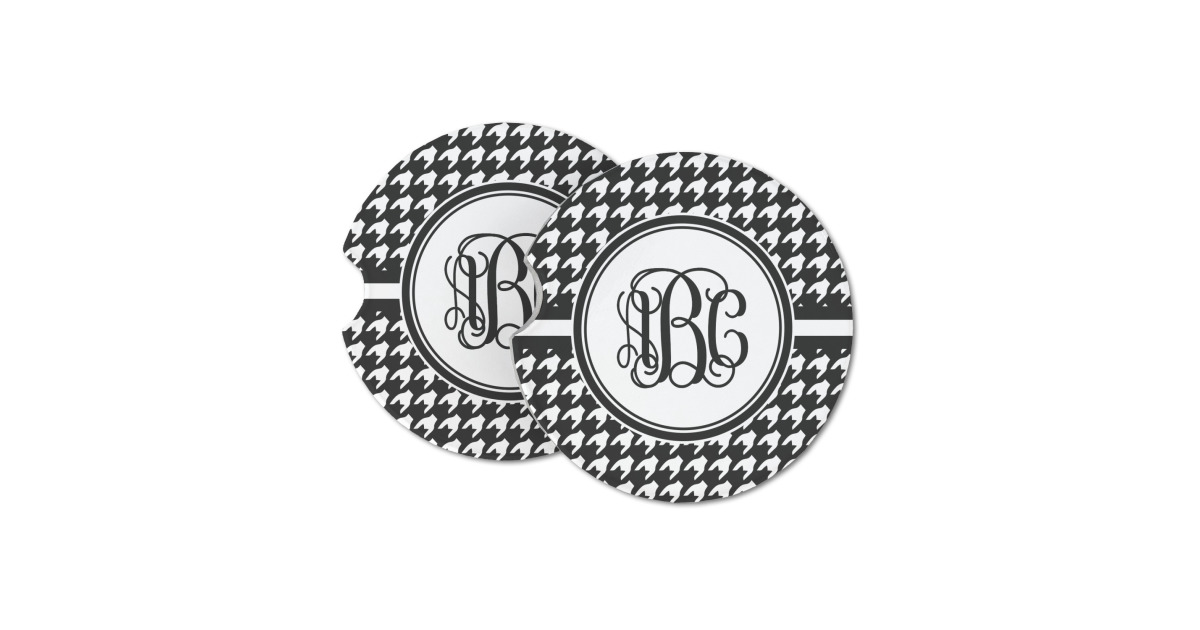 Custom Houndstooth Sandstone Car Coasters - Set of 2 (Personalized ...