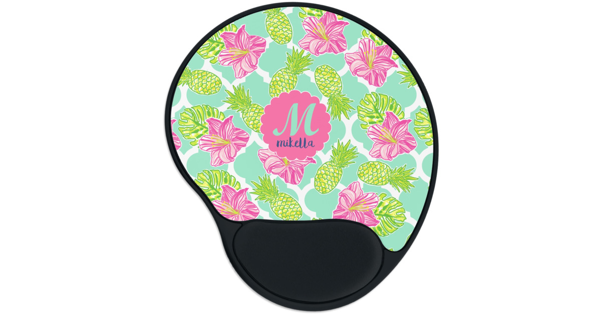 Custom Preppy Hibiscus Mouse Pad with Wrist Support | YouCustomizeIt