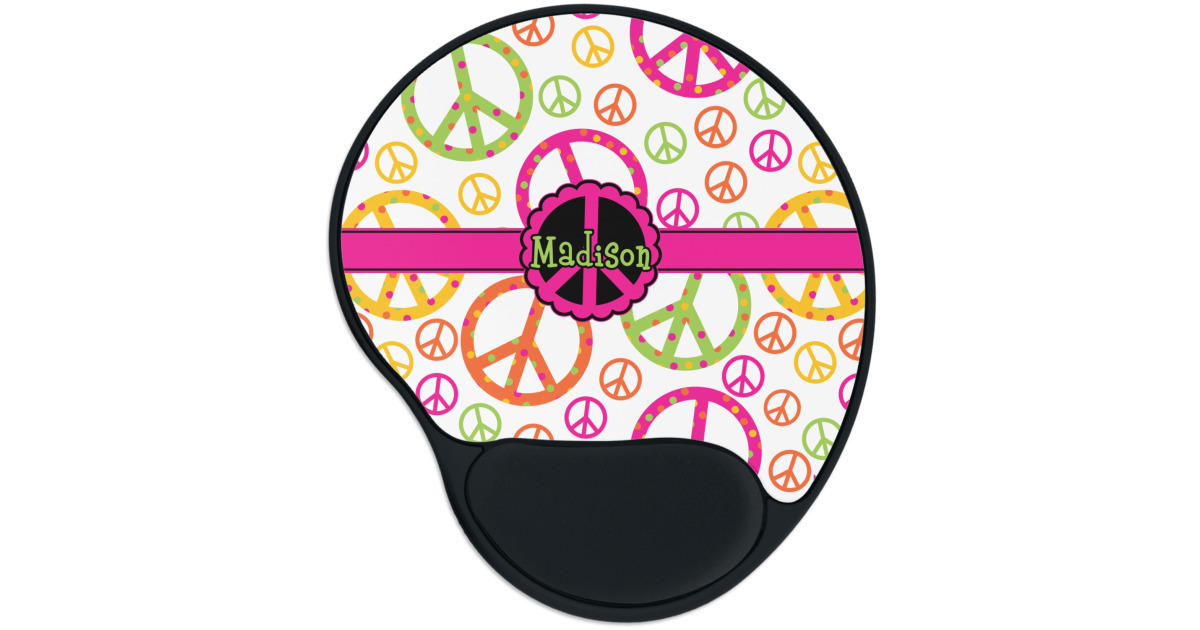 Custom Peace Sign Mouse Pad with Wrist Support | YouCustomizeIt