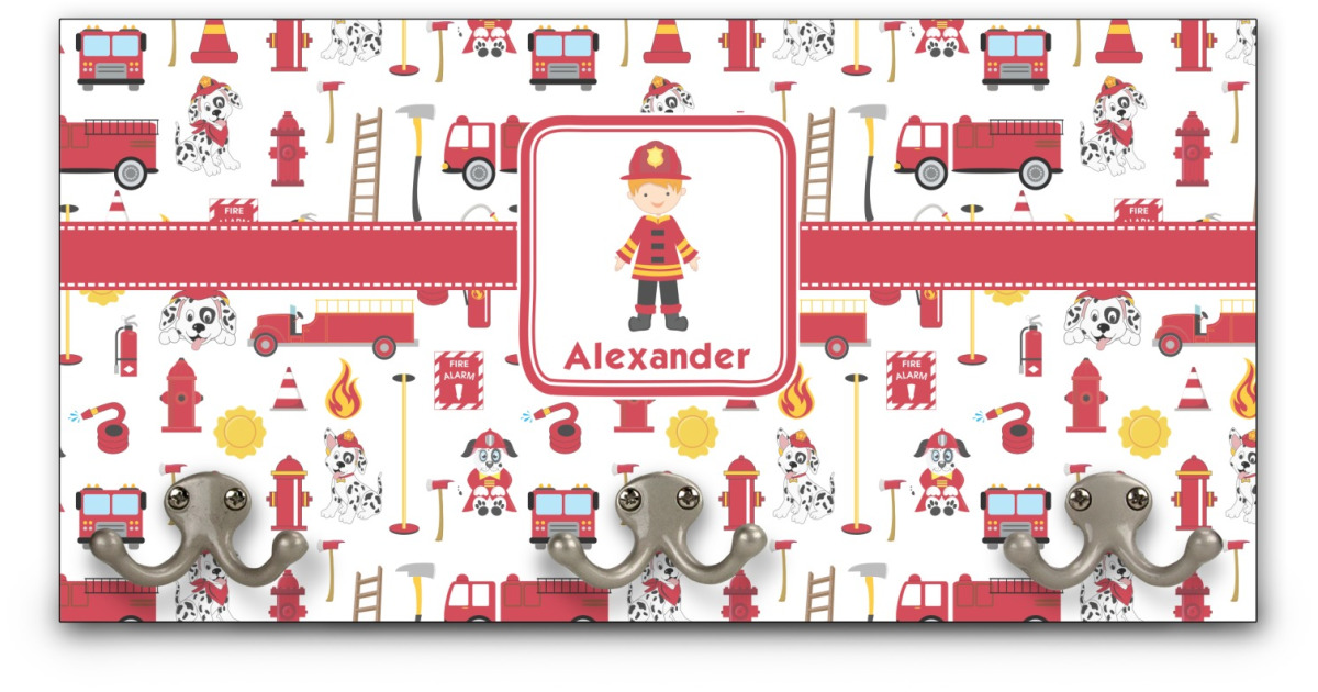 Custom Firefighter Character Wall Mounted Coat Rack w/ Name or Text ...
