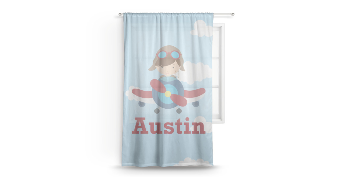Custom Airplane & Pilot Sheer Curtain (Personalized) | YouCustomizeIt