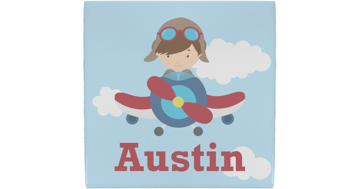 Custom Airplane & Pilot Ceramic Tile Hot Pad (Personalized ...