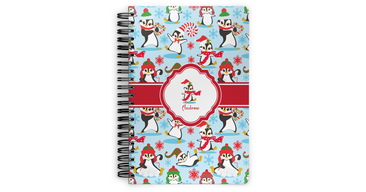 Custom Christmas Penguins Spiral Notebook (Personalized) | YouCustomizeIt