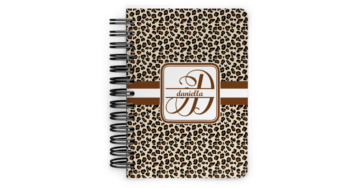 Custom Leopard Print Spiral Notebook - 5x7 w/ Name and Initial ...