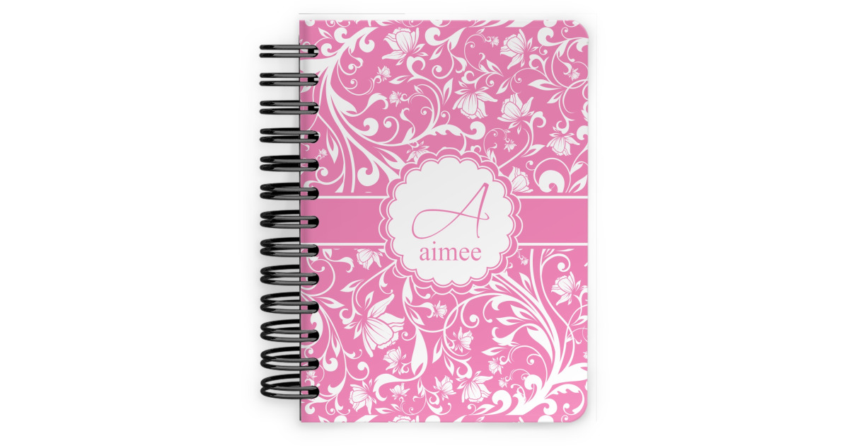 Custom Floral Vine Spiral Notebook - 5x7 w/ Name and Initial ...