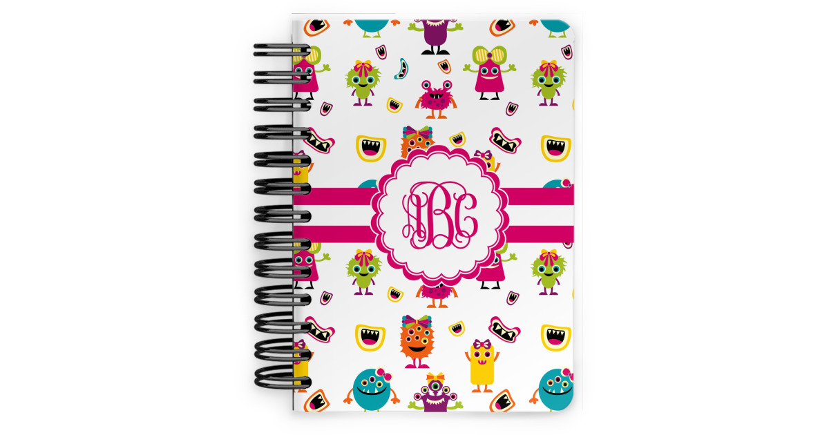 Custom Girly Monsters Spiral Notebook - 5x7 w/ Monogram | YouCustomizeIt
