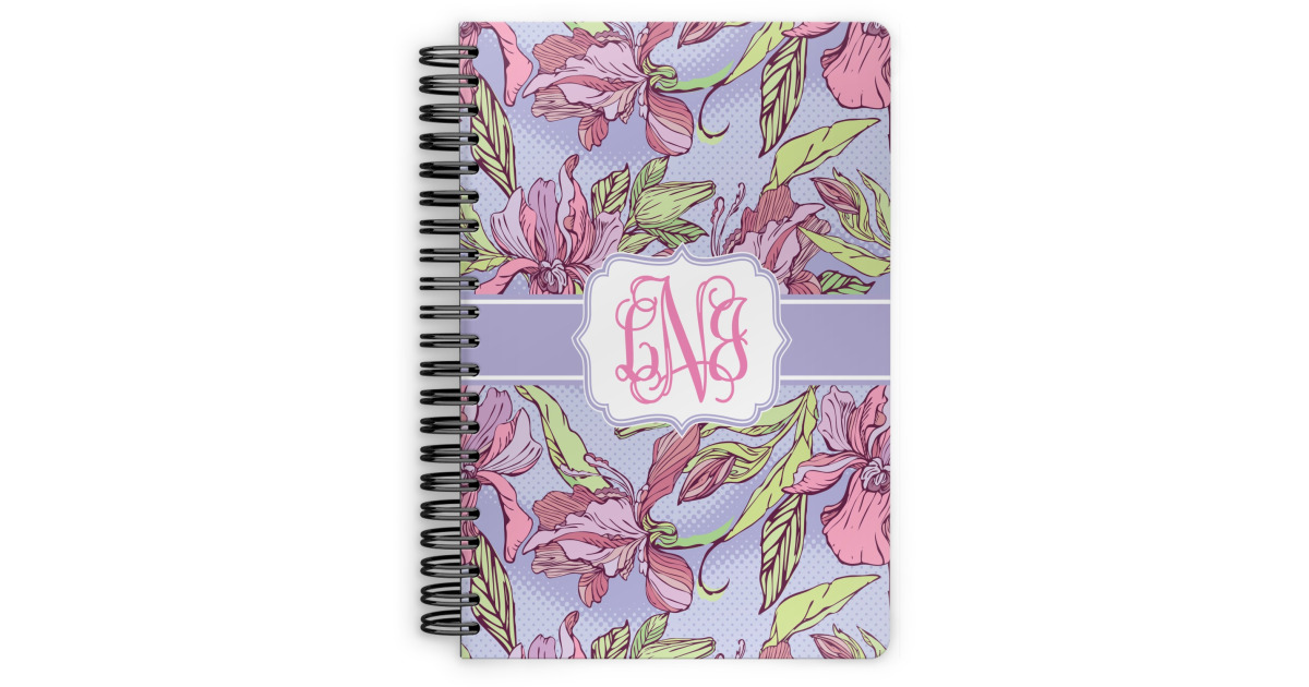 Custom Orchids Spiral Notebook - 7x10 w/ Monogram | YouCustomizeIt