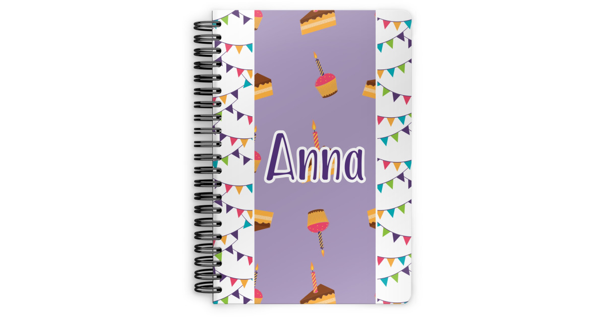 Custom Happy Birthday Spiral Notebook - 7x10 w/ Name or Text ...