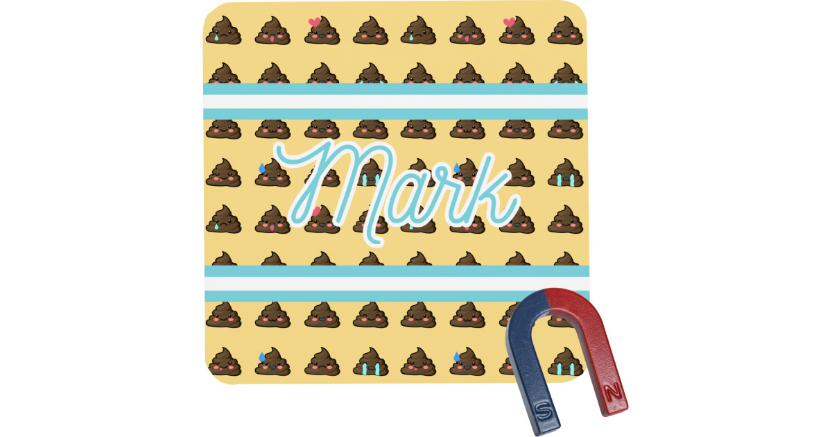 Custom Poop Emoji Square Fridge Magnet (Personalized) | YouCustomizeIt