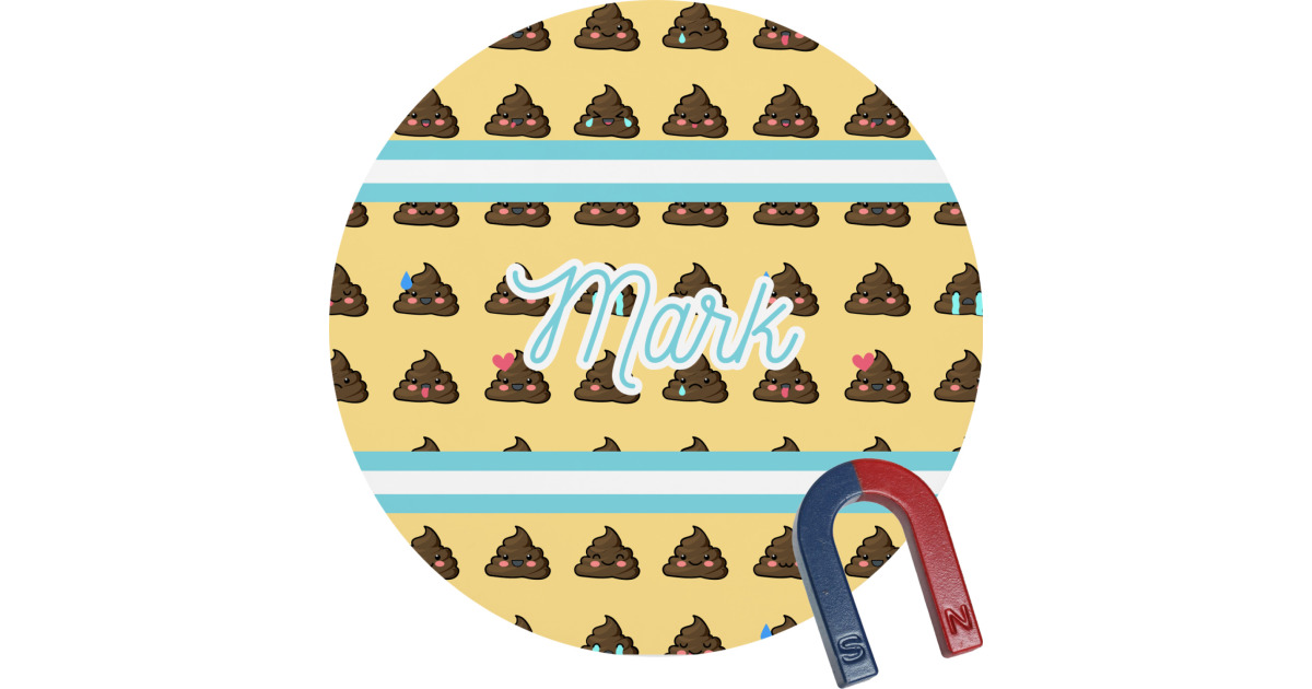 Custom Poop Emoji Round Fridge Magnet (Personalized) | YouCustomizeIt