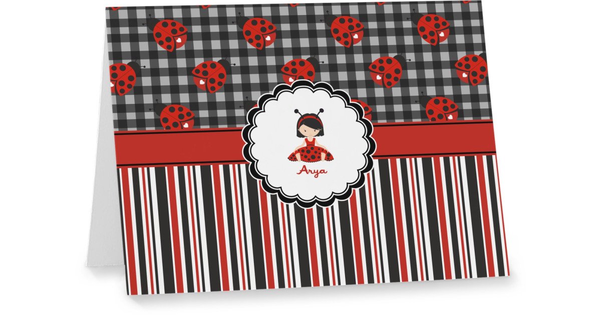 Custom Ladybugs & Stripes Note cards (Personalized) | YouCustomizeIt