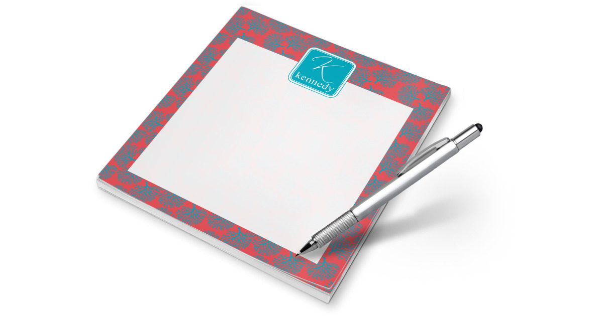 Custom Coral & Teal Notepad (Personalized) | YouCustomizeIt