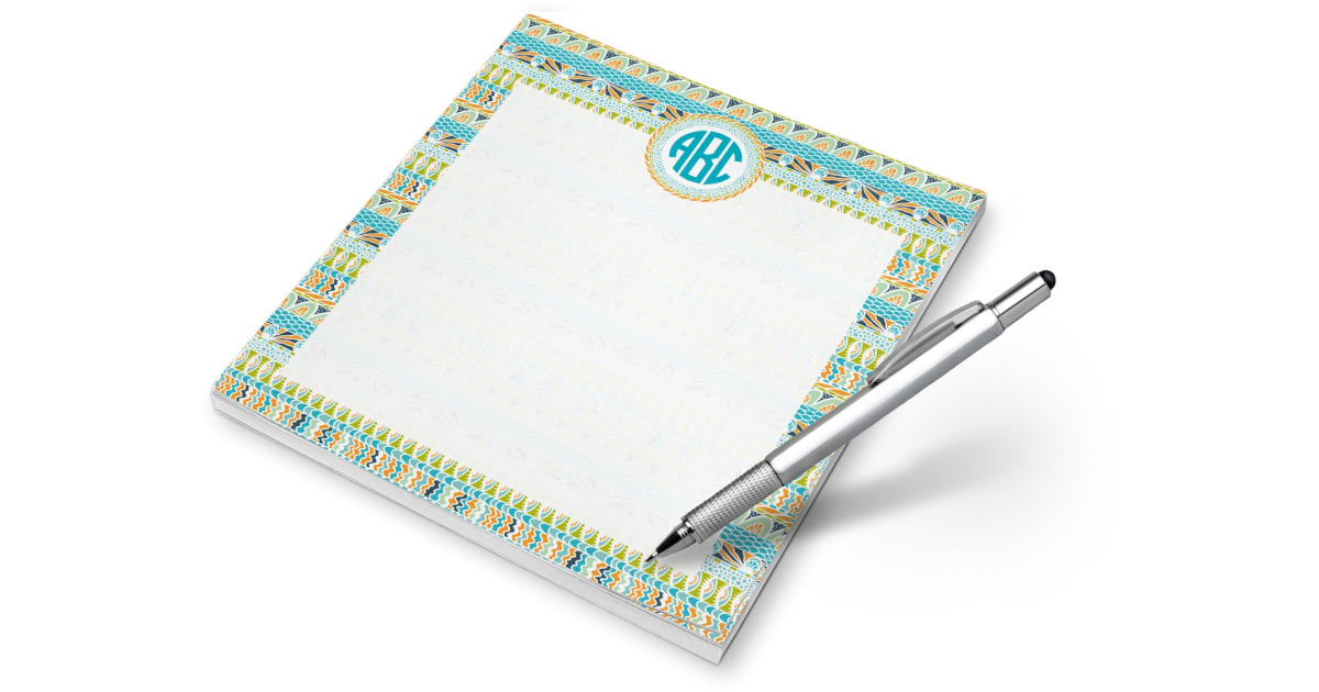 Custom Teal Circles & Stripes Notepad (Personalized) | YouCustomizeIt