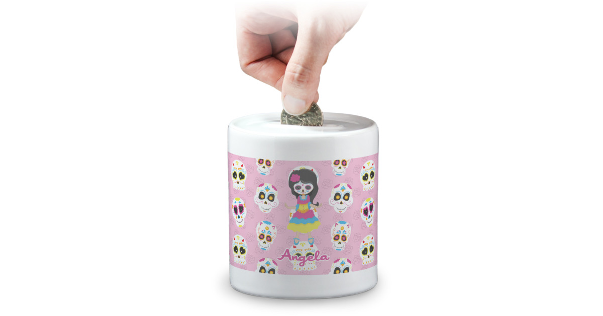 Custom Kids Sugar Skulls Coin Bank (Personalized) | YouCustomizeIt