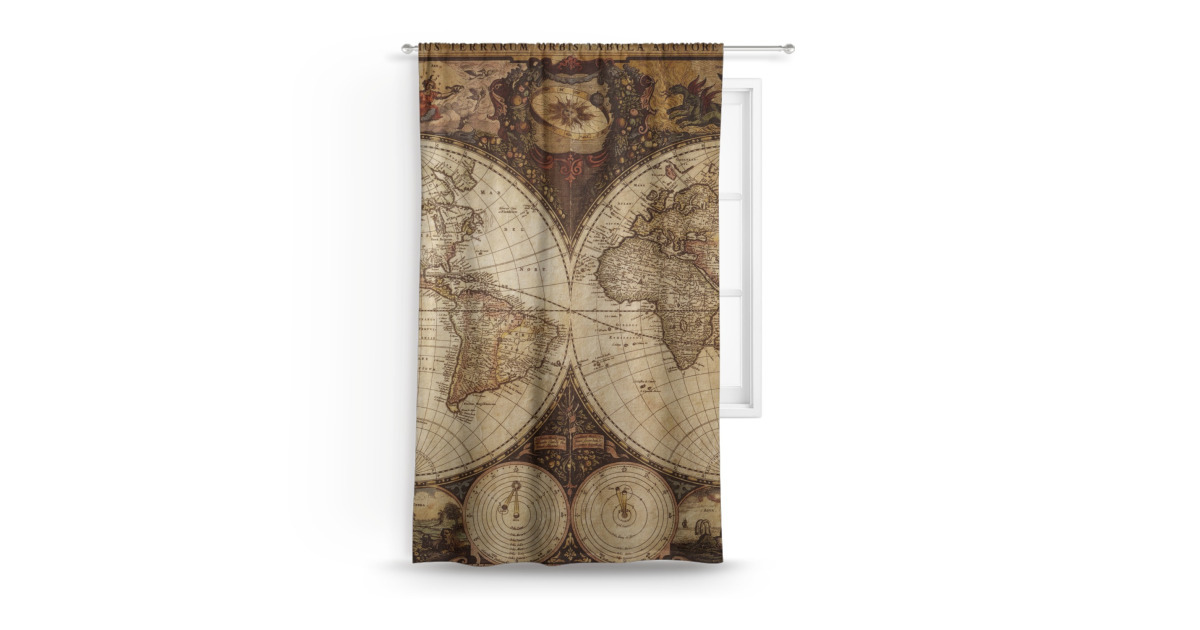 Custom Vintage World Map Curtain | YouCustomizeIt