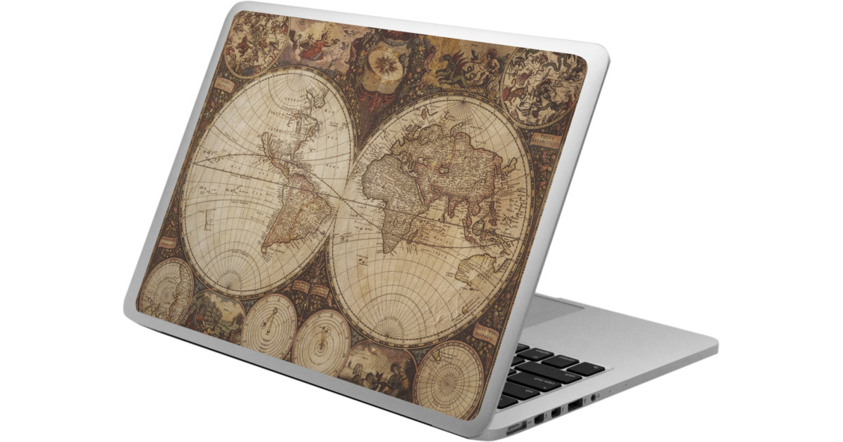 Custom Vintage World Map Laptop Skin - Custom Sized | YouCustomizeIt