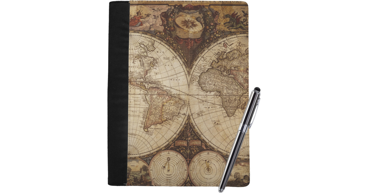 Custom Vintage World Map Notebook Padfolio - Large | YouCustomizeIt