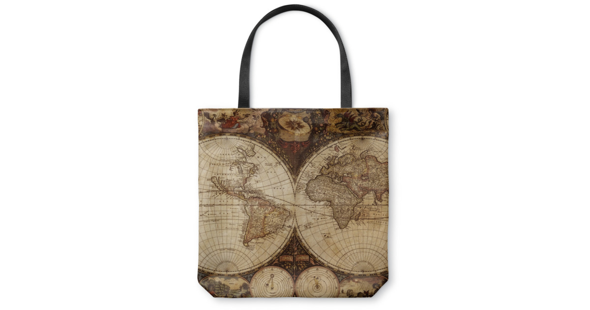 Custom Vintage World Map Canvas Tote Bag | YouCustomizeIt