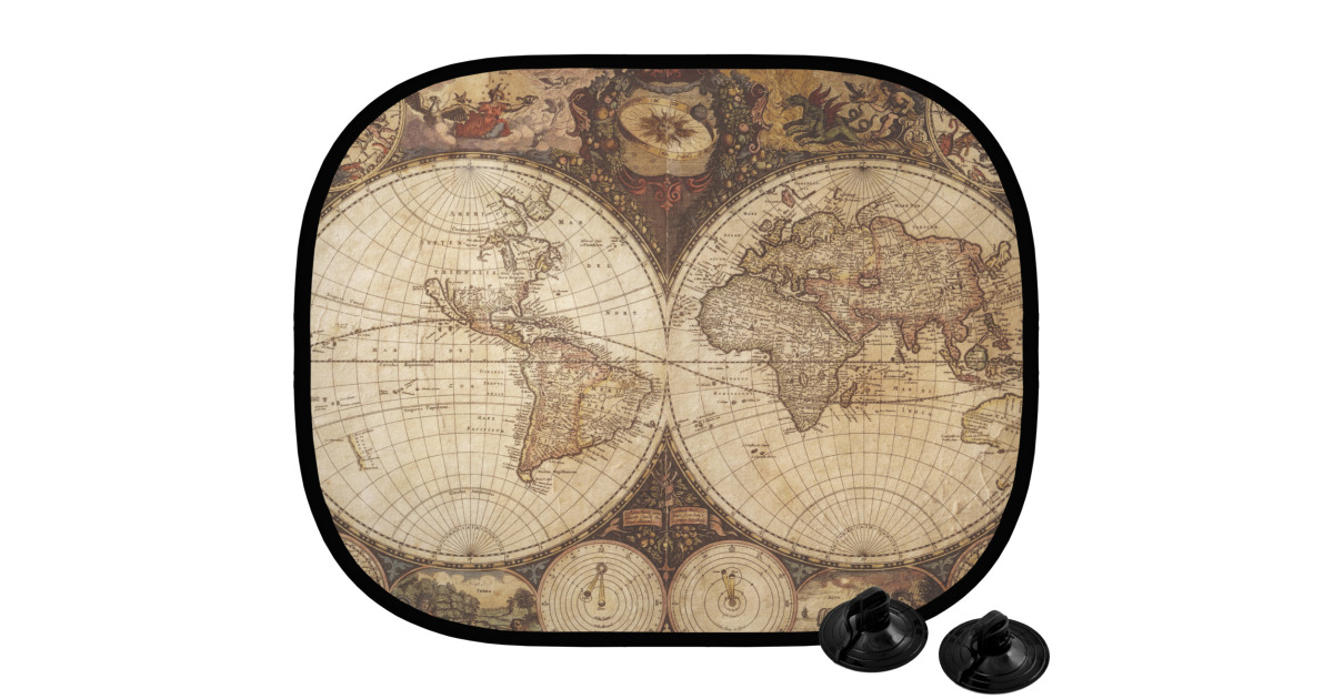 Custom Vintage World Map Car Side Window Sun Shade | YouCustomizeIt