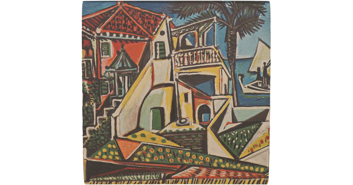 Custom Mediterranean Landscape by Pablo Picasso Ceramic Tile Hot Pad ...