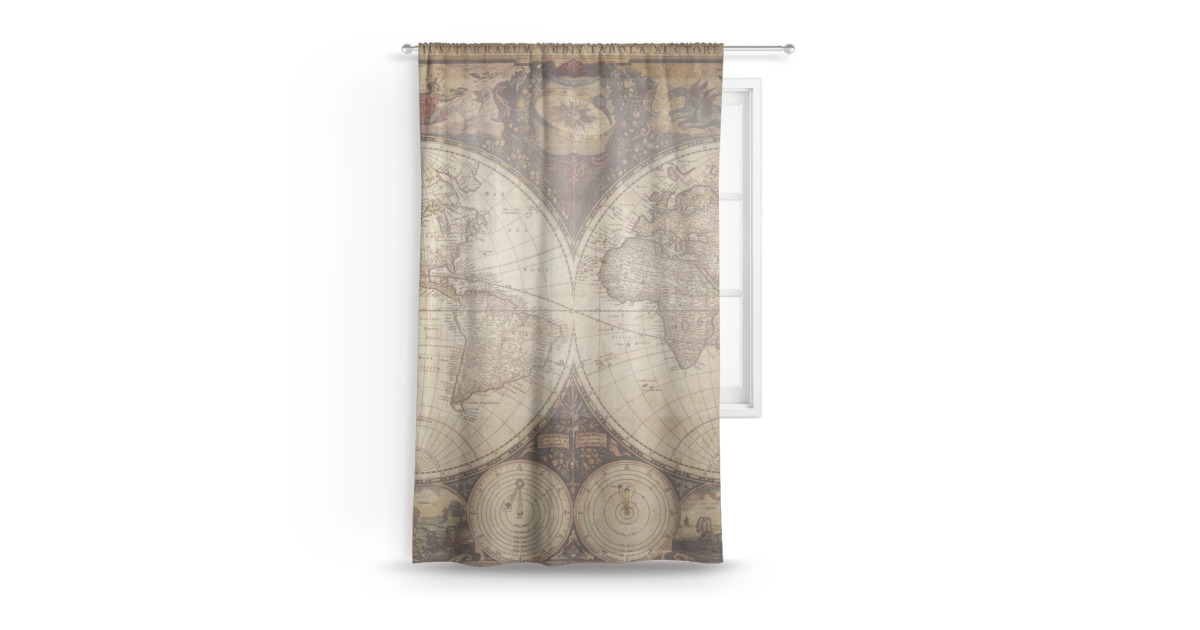 Custom Vintage World Map Sheer Curtain - 50"x84" | YouCustomizeIt