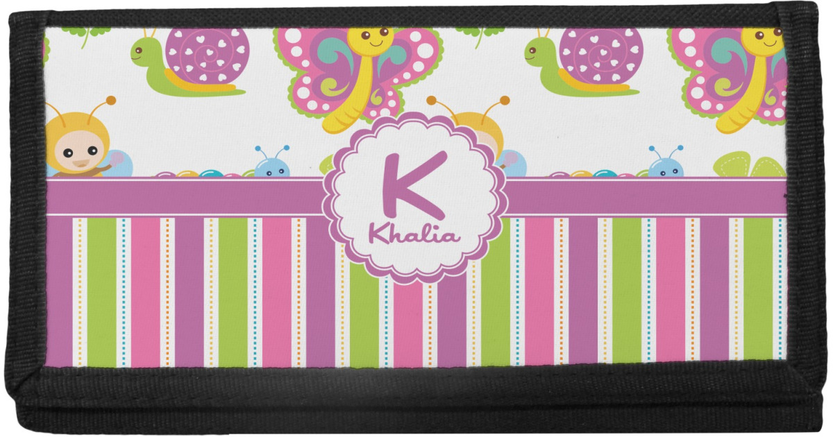 Custom Butterflies & Stripes Canvas Checkbook Cover (Personalized ...