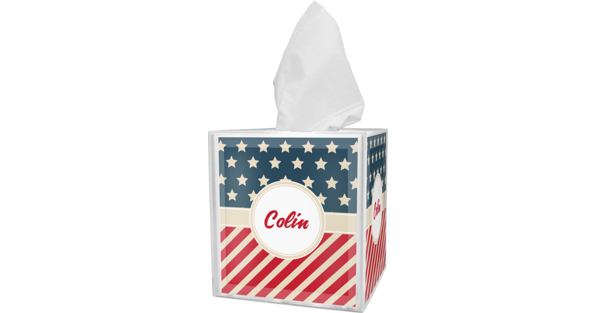 Custom Stars and Stripes Tissue Box Cover (Personalized) | YouCustomizeIt