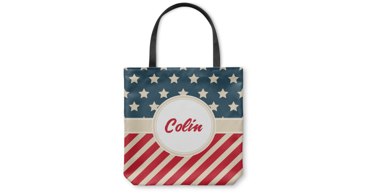 Custom Stars and Stripes Canvas Tote Bag (Personalized) | YouCustomizeIt