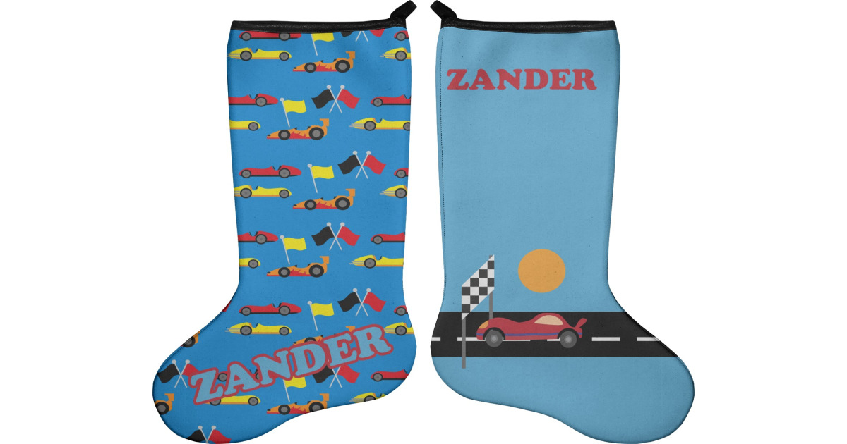 Custom Race Car Holiday Stocking - Double-Sided - Neoprene ...