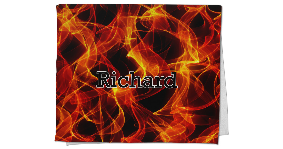 Custom Fire Kitchen Towel - Poly Cotton w/ Name or Text | YouCustomizeIt
