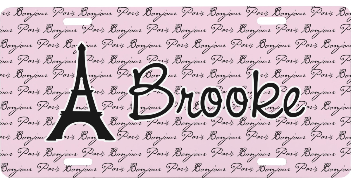 Custom Paris Bonjour and Eiffel Tower Front License Plate (Personalized ...