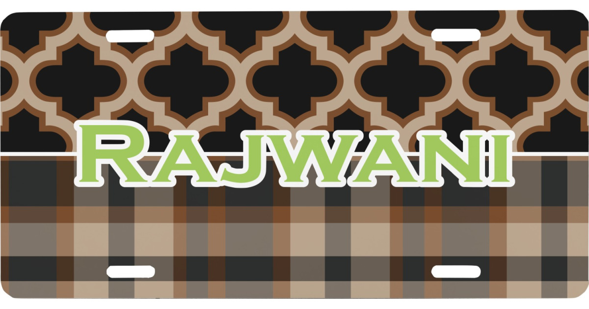 Custom Moroccan & Plaid Front License Plate (Personalized) | YouCustomizeIt